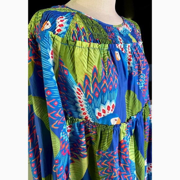 FARM Rio | Dresses | Farm Rio Blue Macaw Midi Dress Xs | Poshmark